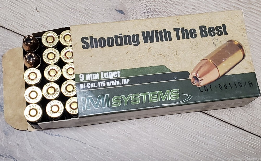 IMI Israeli Military Industries IMI 9mm Luger 115 Grain Di Cut JHP 50 ...