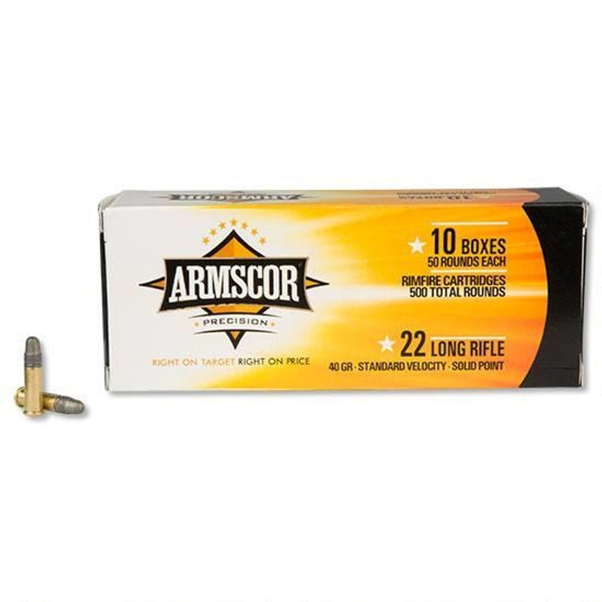 Armscor 22 LR Ammunition ARM50012PH 40 Grain Lead Solid 500 Rounds .22 ...