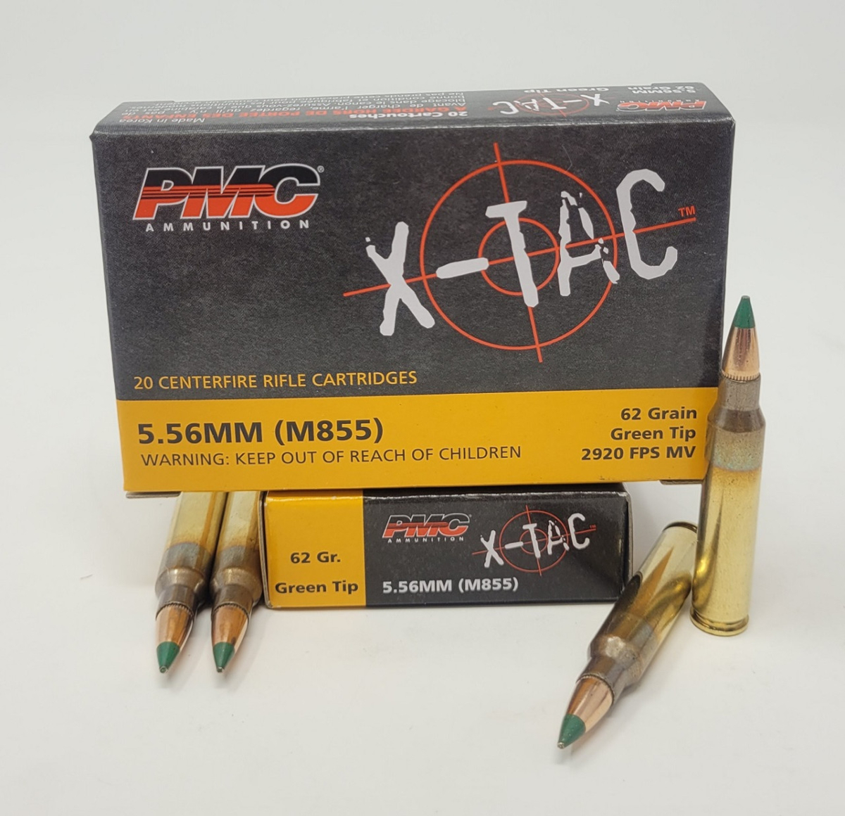 Pmc 5.56x45mm Nato Ammunition 100 Rounds M855 Ss109 62 Grain Green Tip ...