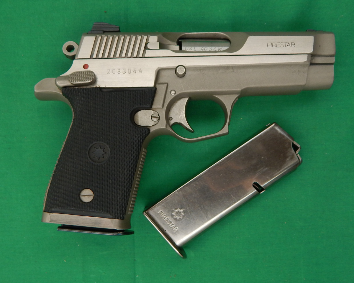 Star Eibar Spain Star Model M40 "Firestar" 40 S&W Caliber, Stainless, Checkered Rubber Grips, 2 ...