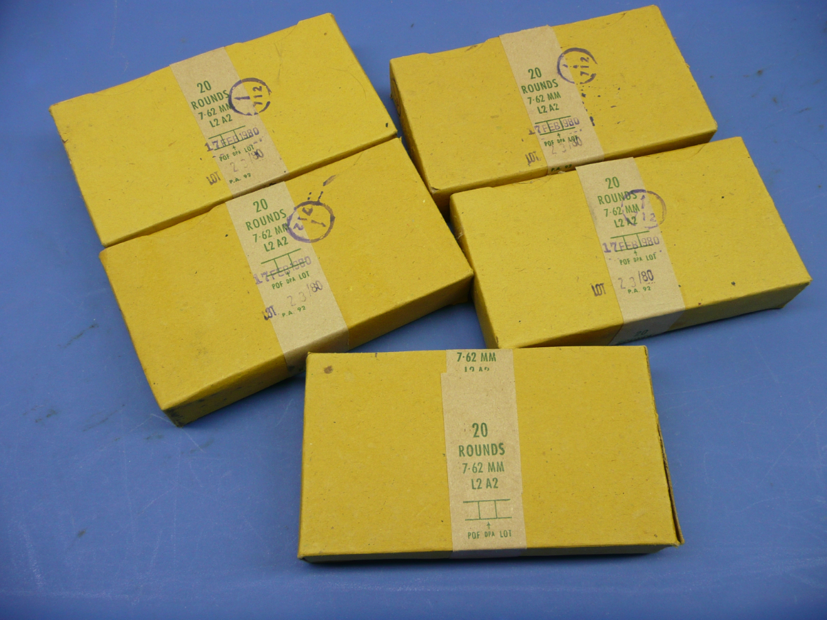 POF 7.62x51mm L2A2 Ball, 100 rounds in cartons Lot 2804 7.62 NATO ...