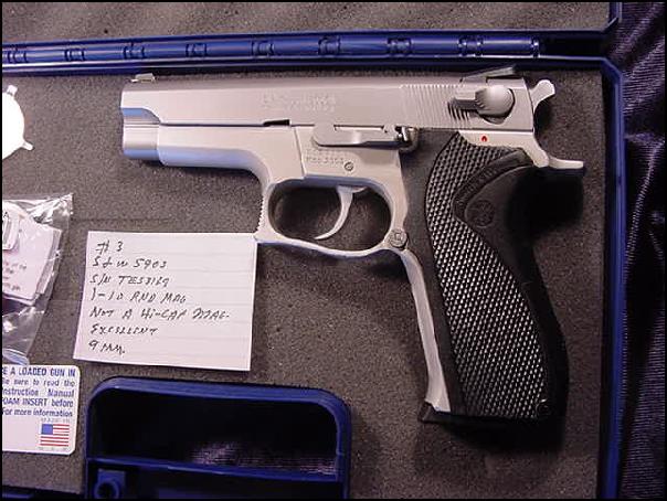Smith & Wesson Model 5903 Stainless Steel 9mm Excellent.
