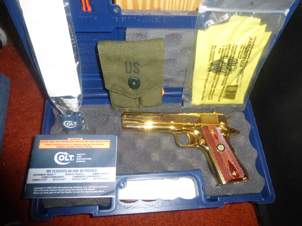 Colt L.E. Golden (24-K) Tribute-Navy Model M1911a1 .45 7+1 Rd Auto ...