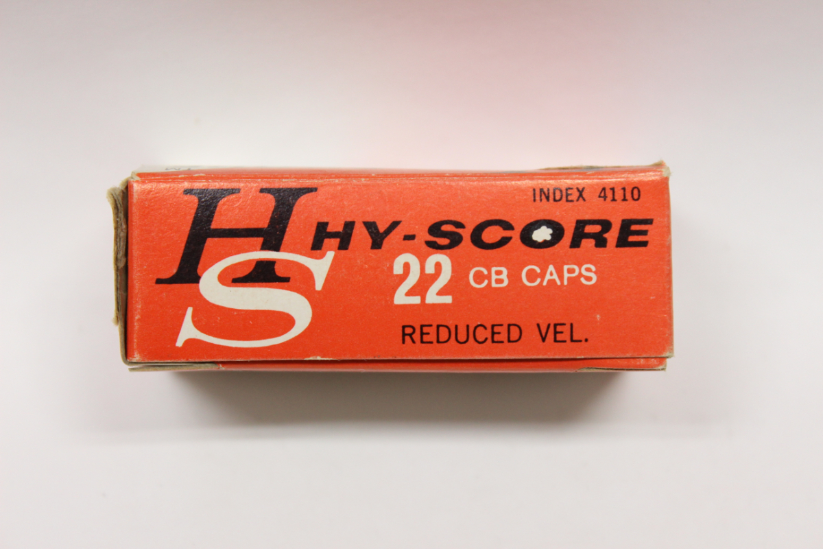 Hy-Score Subsonic .22 CB Caps Full Box Orange/White HS Headstamp ...