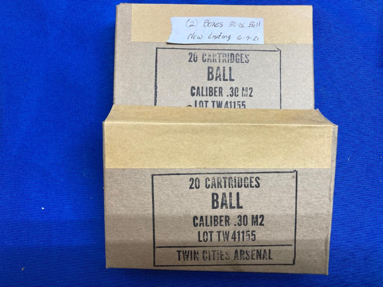 Twin Cities Arsenal, 30-06 Ball Ammo for Garand, Two Full Original 1954 ...
