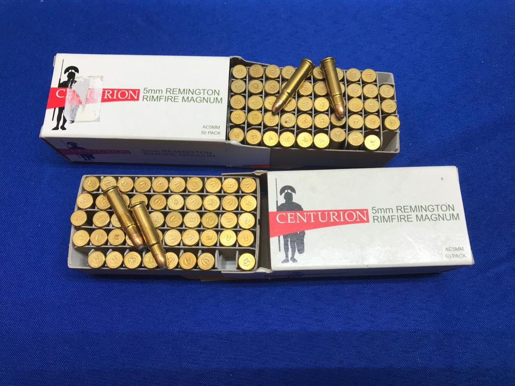Centurion 5MM Rimfire Magnum Ammo, Two Full Boxes, 100 Rounds 5 mm rem ...