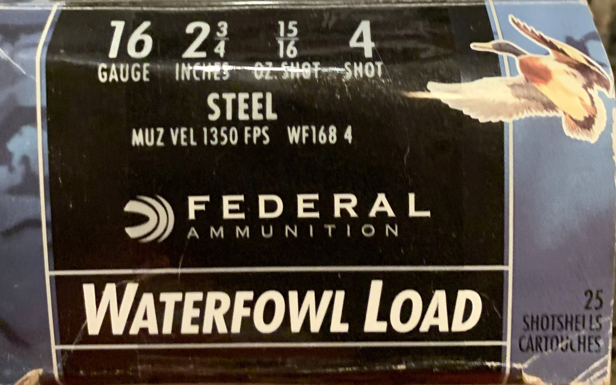 Federal Premium Ammunition Box of 25 rounds of 16 gauge STEEL #4 shot ...