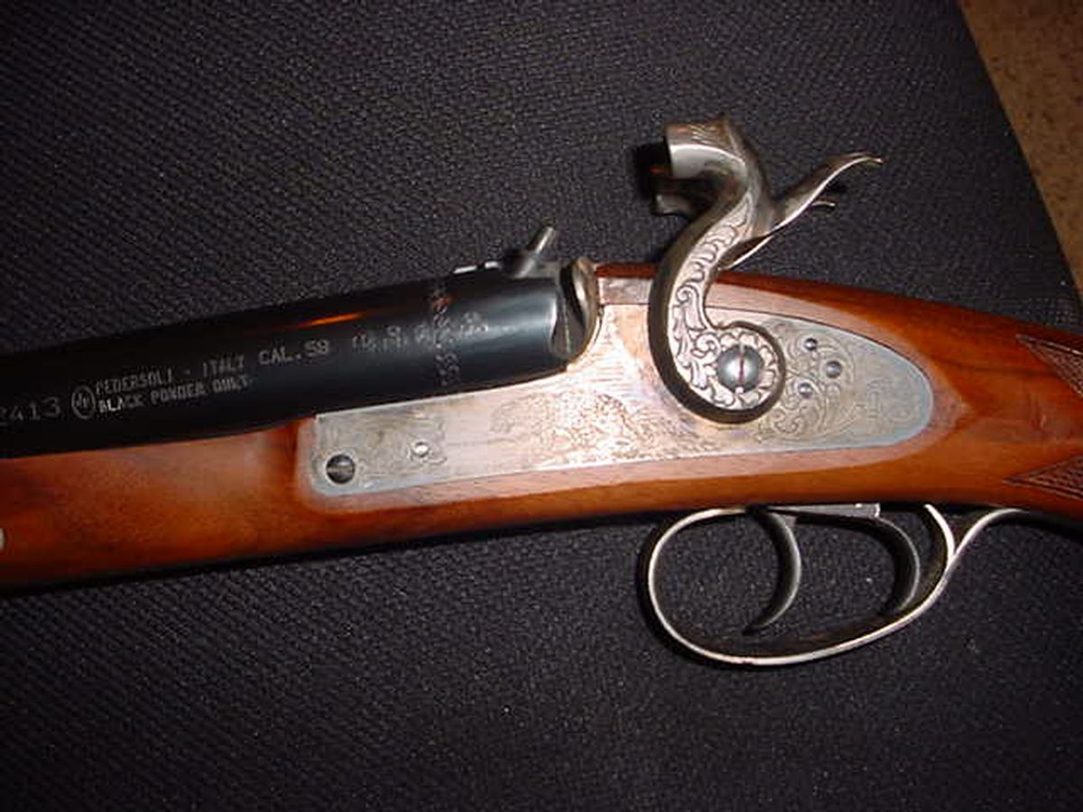 Pedersoli Howdah Double Barrel Black Powder With Holster .58 Caliber ...