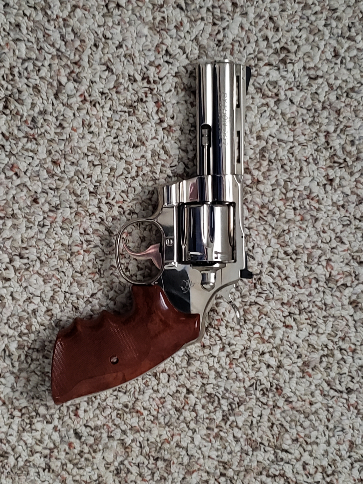 Beautiful Colt Python 357 Magnum Nickel Finish And Ammo .357 Magnum For ...