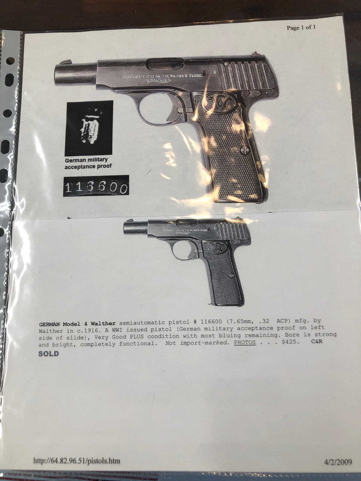 WALTHER MODEL 4 .32 Auto (7.65 Browning) 17225937 - GunAuction.com