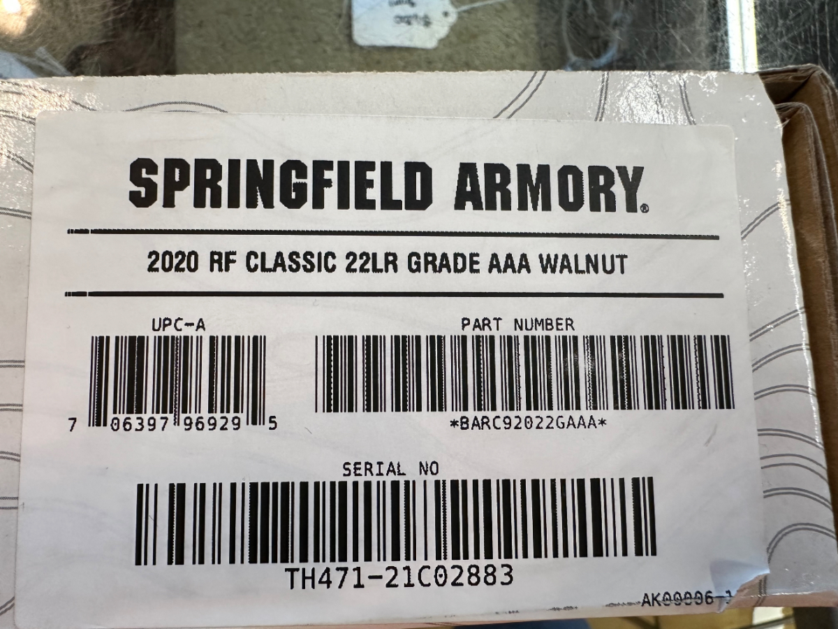 Springfield Armory Classic 2020 RF Grade AAA Walnut as New bolt never ...