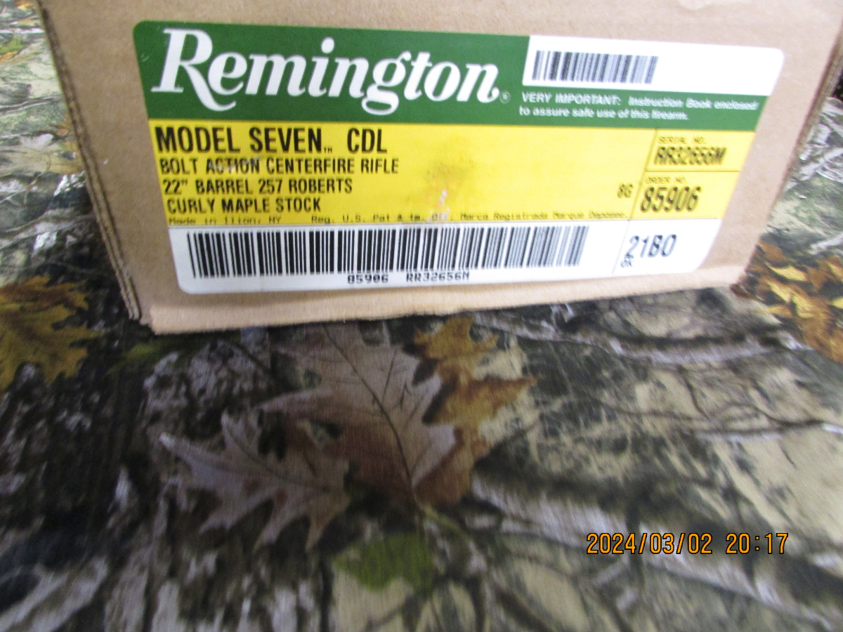 Remington Model 7 Cdl Maple Curly Stock 257 Roberts Unfired .257 ...