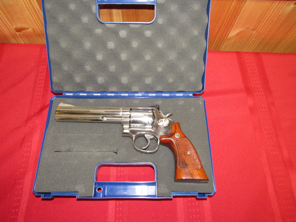 S&W 586 Nickel Plated 6 Inch Barrel .357 Magnum For Sale at GunAuction ...