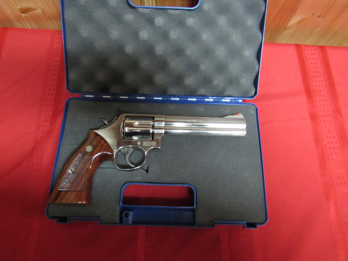 S&W 586 Nickel Plated 6 Inch Barrel .357 Magnum For Sale at GunAuction ...