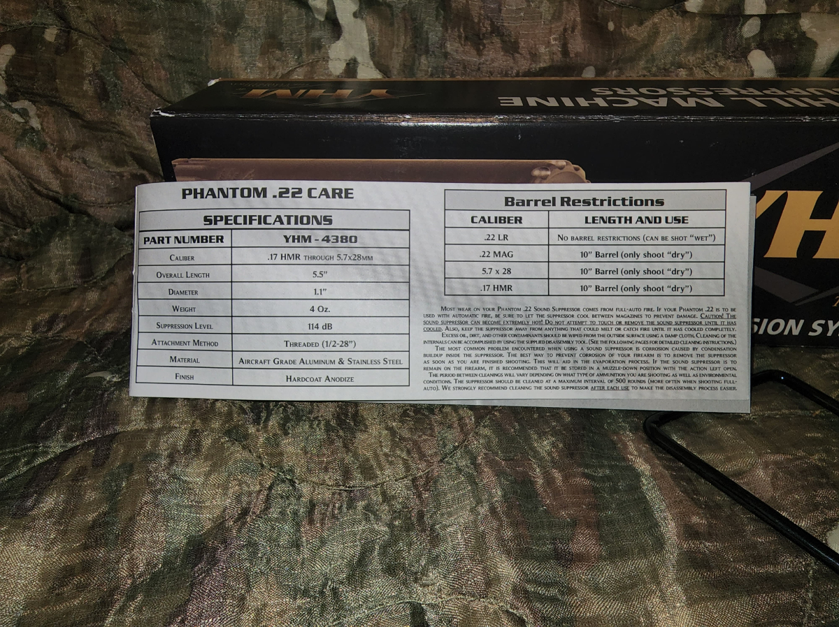 YHM PHANTOM .22 SOUND SUPPRESSOR .22 LR 17221569 - GunAuction.com