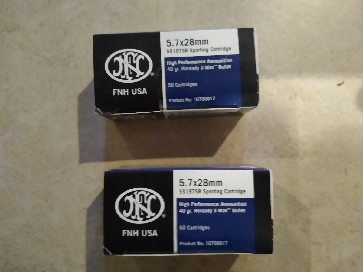 Fnh Usa 5.7x28mm Ss197sr Sporting Cartridge, 40gr. Hornady V-Max Bullet ...