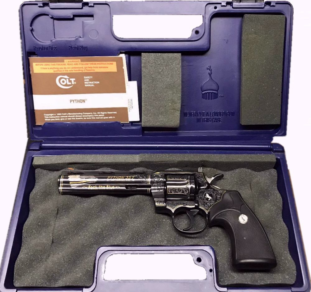 PRICE REDUCED Master Engraved "Back The Blue" Custom Colt Python - Gold ...