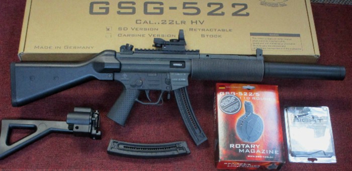 Gsg-522 German Sport Guns 22lr Package Reflex Sight 2-Stocks 110rd Drum ...