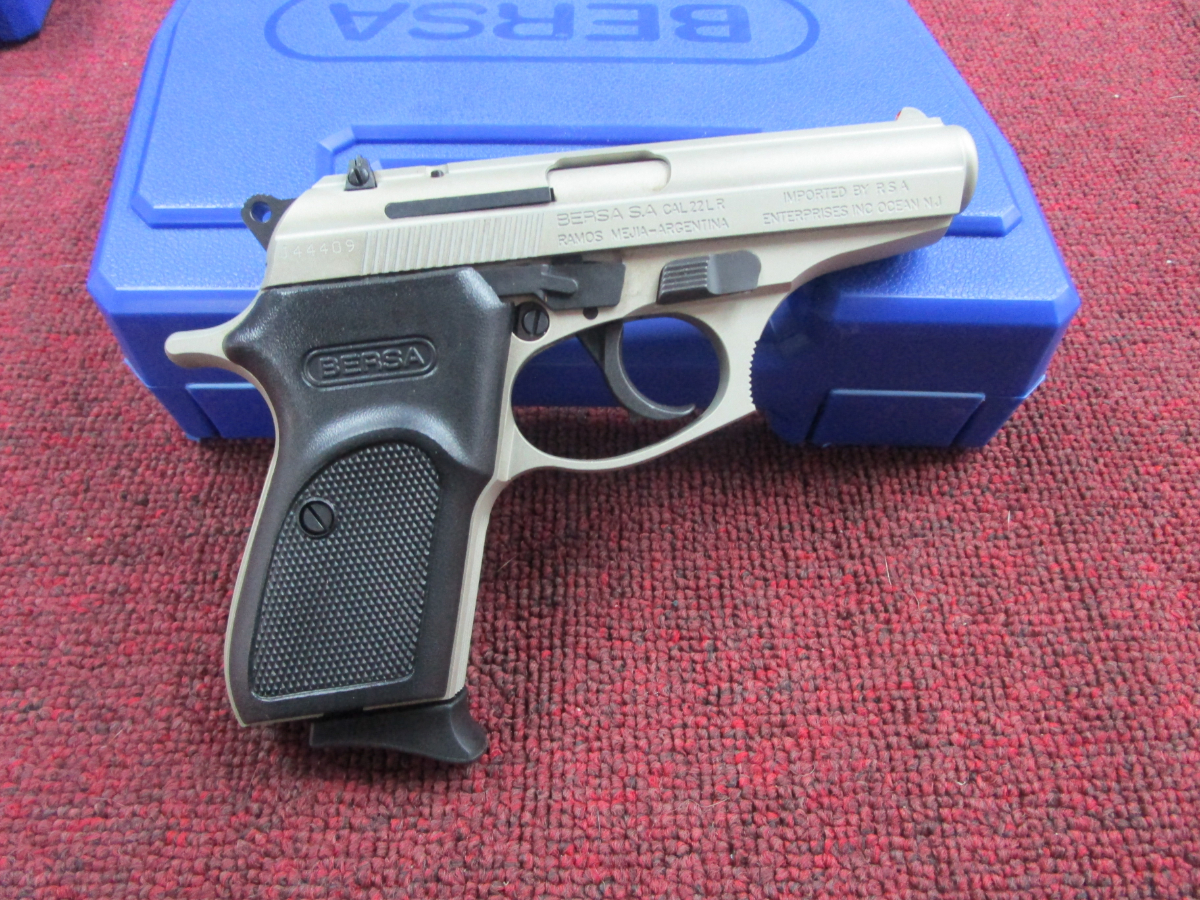 Bersa THUNDER NICKEL FINISH BLACK GRIPS DOUBLE/SINGLE ACTION 1-10RD MAG ...