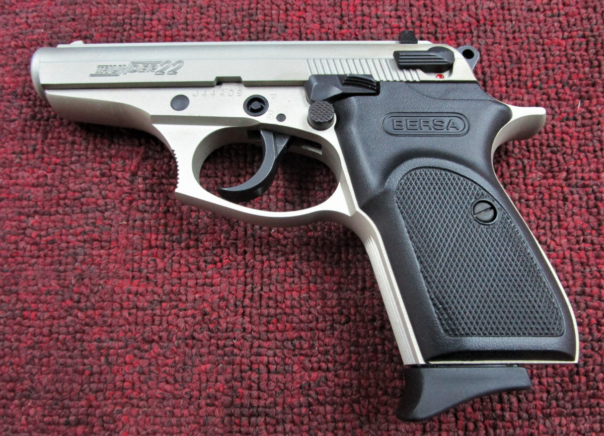 Bersa THUNDER NICKEL FINISH BLACK GRIPS DOUBLE/SINGLE ACTION 1-10RD MAG ...