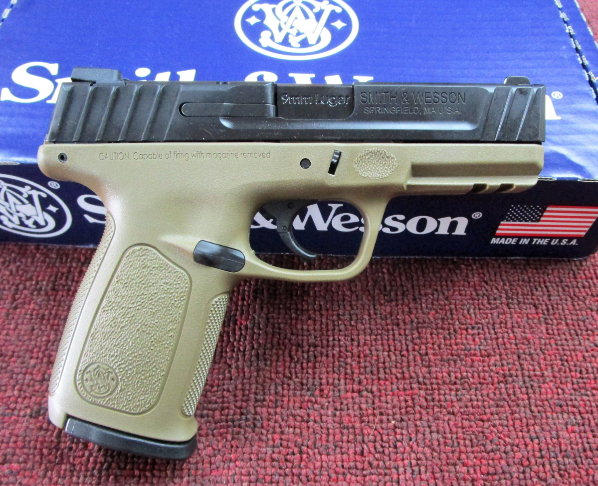 Smith & Wesson Sd9 Striker Fired 2-16rd Mags Blackened Stainless Slide Dark Earth Polymer Frame ...