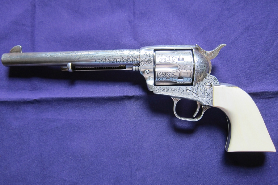 Colt Mfg Co Inc Single Action Army Engraved Silver Plated .45 Colt For ...