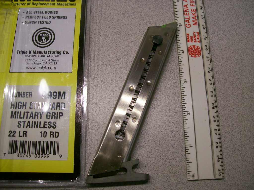 High Standard 22 Lr 10 Rd Stainless Steel Military Grip Magazine .22 Lr ...
