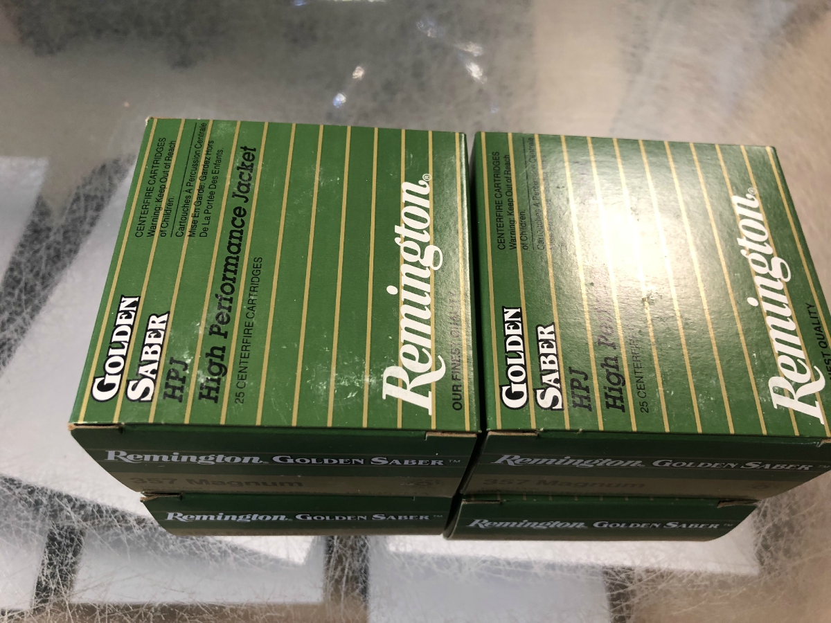 100 Rounds Remington Golden Saber Ammo 357 Magnum 125 Grain Brass ...
