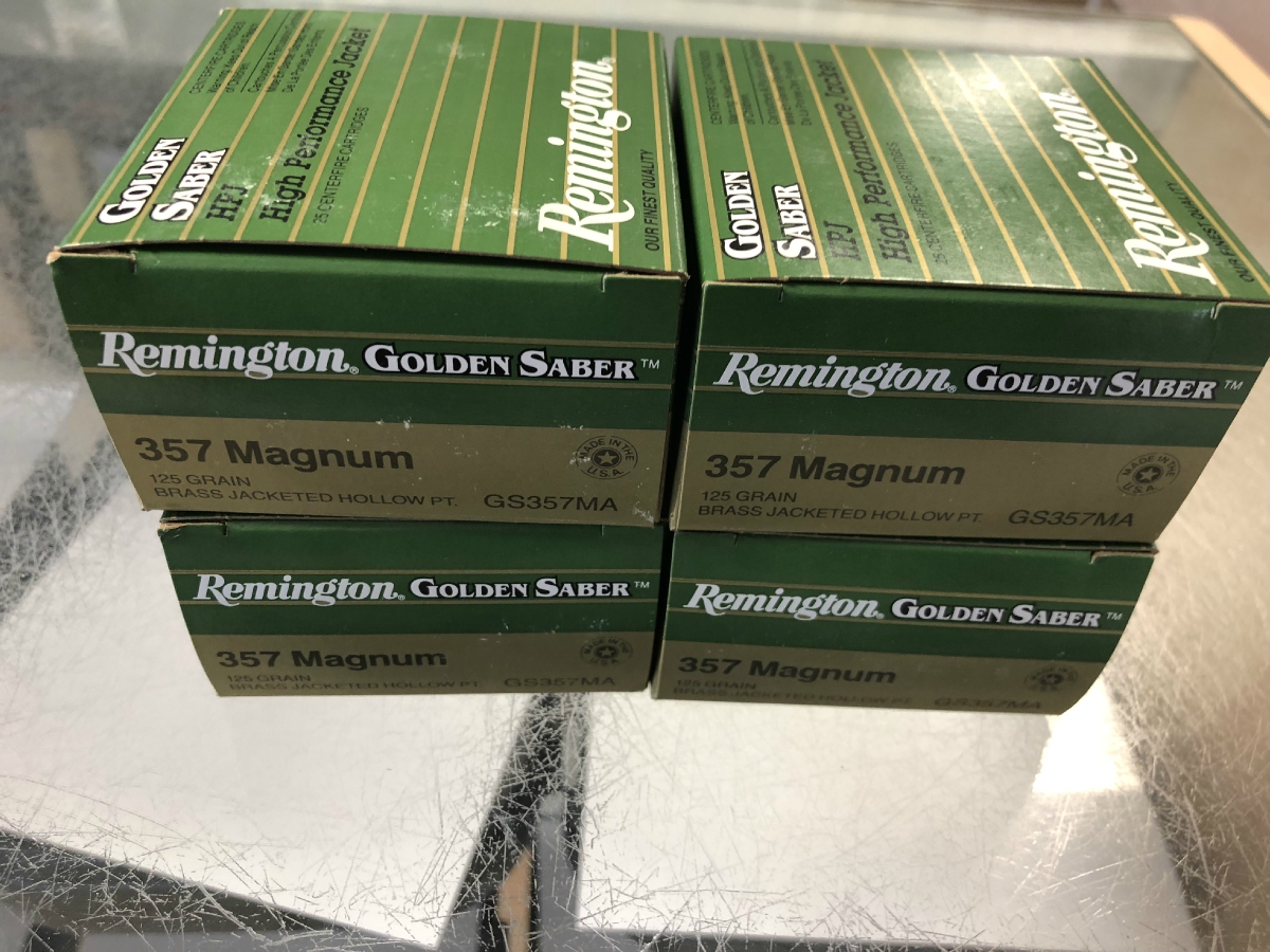 100 Rounds Remington Golden Saber Ammo 357 Magnum 125 Grain Brass ...