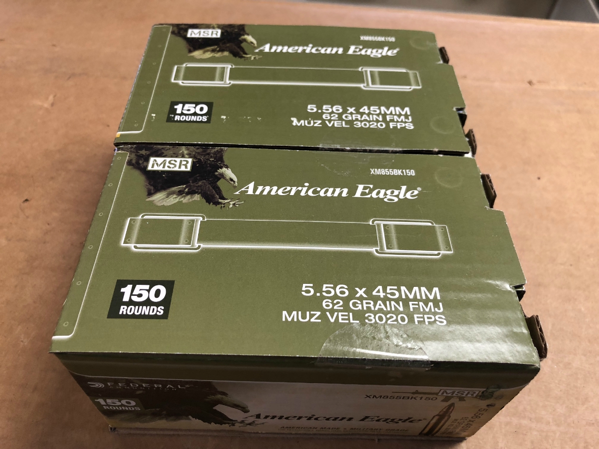 300 Rounds Two Boxes Bulk Green Tip Federal M855 5.56 Nato 62gr Fmj New ...