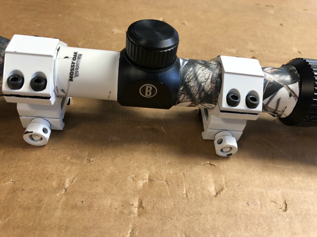 Bushnell 3-9x50 White Camo Rifle Scope With Rings Removable Camo Wrap ...