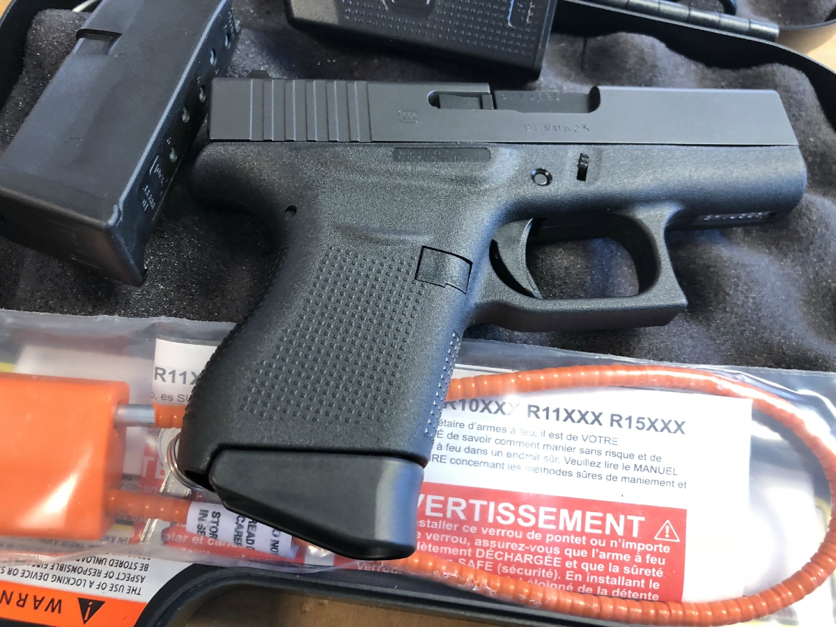 Glock G43 Subcompact Double 3.39 Inch Two 6+1 Mags Black Polymer Grip ...