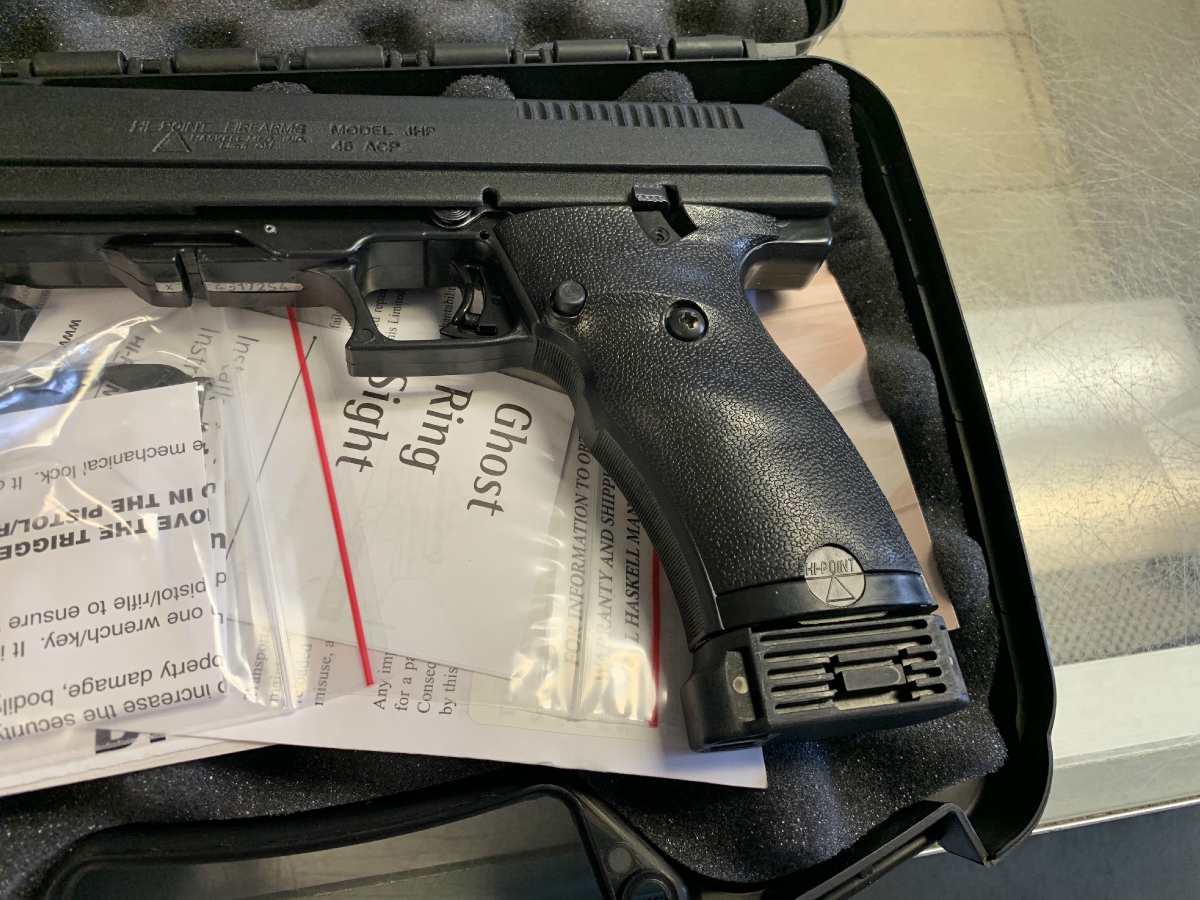 Hi Point 45acp Double 4.5 Inch 10+1 Black Polymer Grip Black With Hard ...