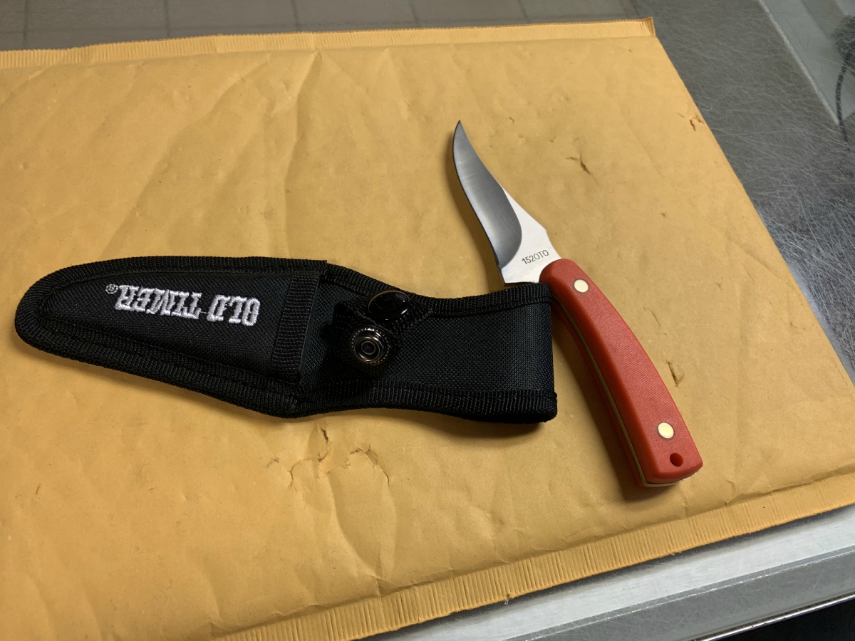 Schrade Old Timer 1520t0 Orange Sharp Finger Knife With Sheath New For ...