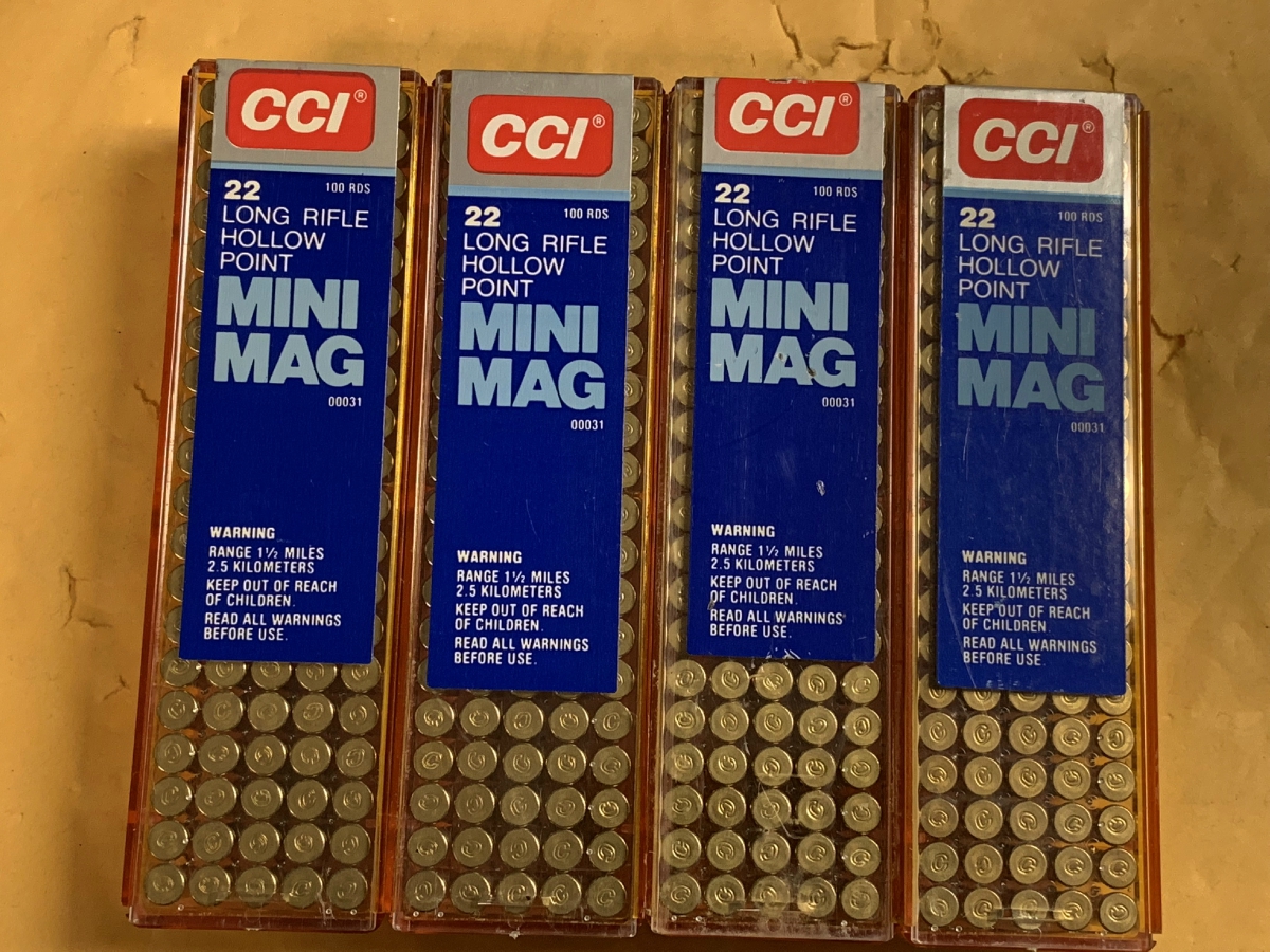 400 Rounds Cci Mini Mag 22lr Hollow Points 4 Boxes Of 100 Each. New In ...