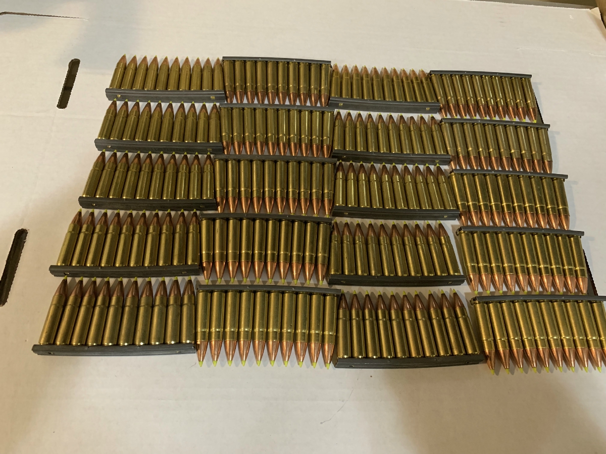 200 ROUNDS 300 ACC BLACKOUT Z-MAX ZOMBIE GREEN TIP AMMO ON CLIPS NICE!!