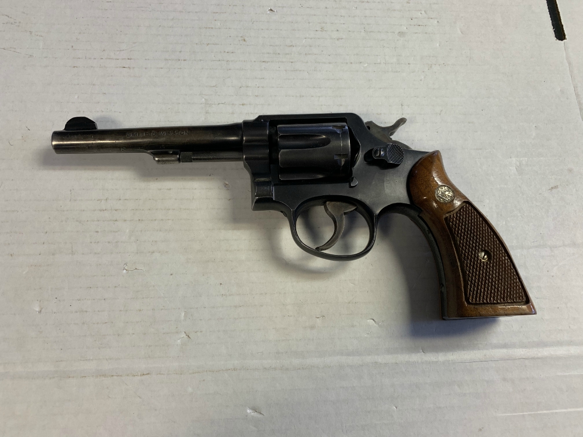 SMITH & WESSON MODEL M&P 6 SHOT REVOLVER WITH RARE 5 INCH BARREL WOOD ...