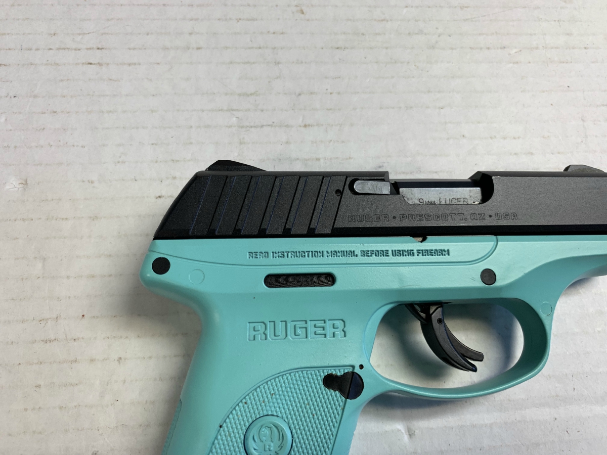 Ruger Ec9s 9mm 3.12 Inch 7 Round Blued Slide Turquoise Frame Nice Used ...