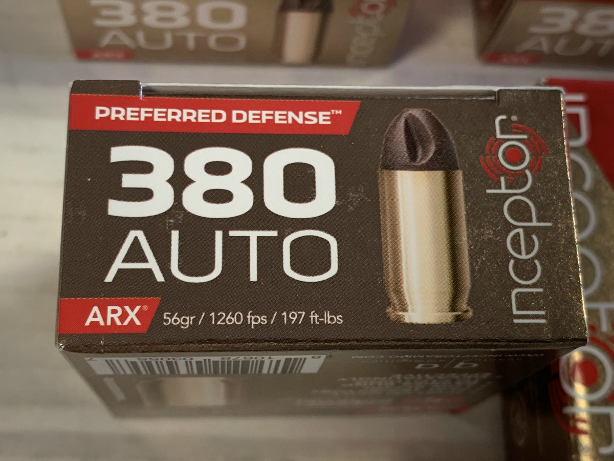 100 Rounds Inceptor 380arxbr25 Preferred Defense 380 Automatic Colt ...