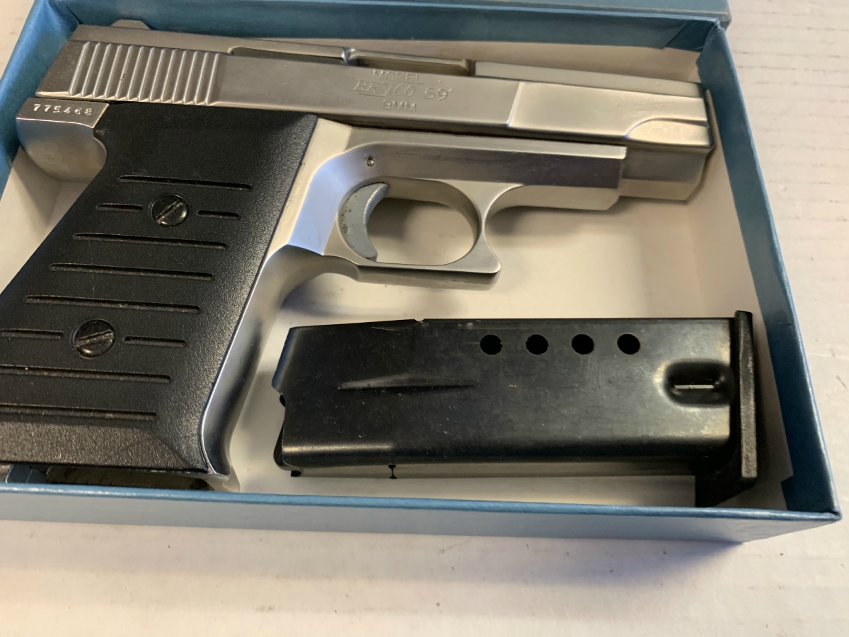 Bryco Arms Model Jenings 59 Semi-Auto Pistol Nickel Finish One Magazine ...