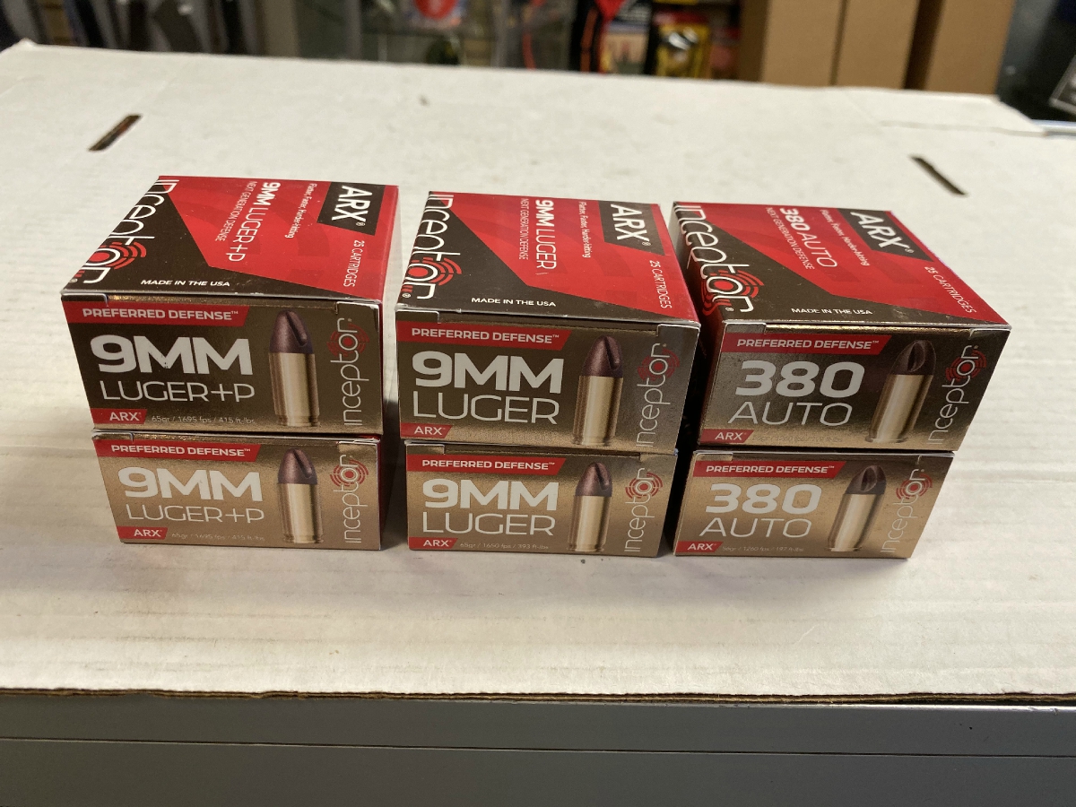 150 Rounds Inceptor Arx 9mm And 380 Next Generation Defense New In ...