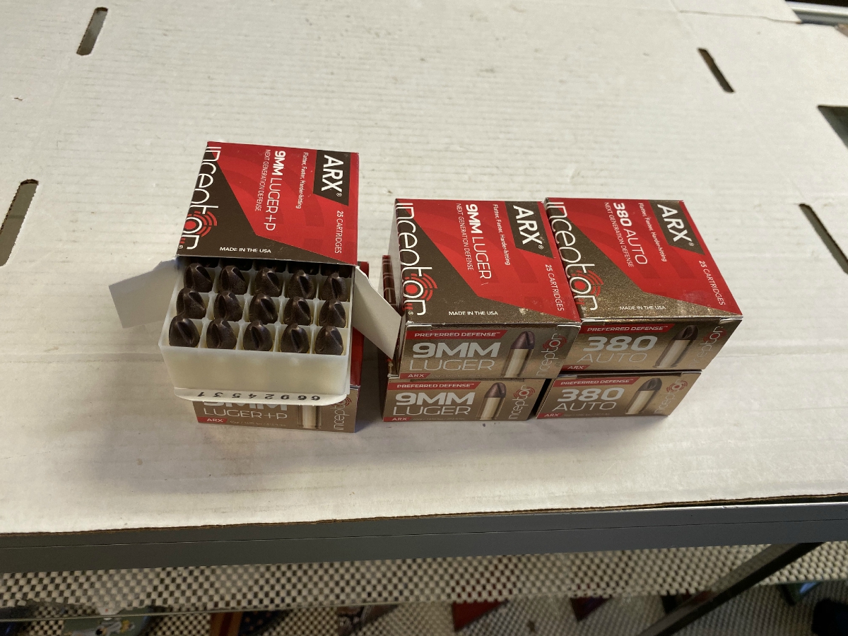 150 Rounds Inceptor Arx 9mm And 380 Next Generation Defense New In ...
