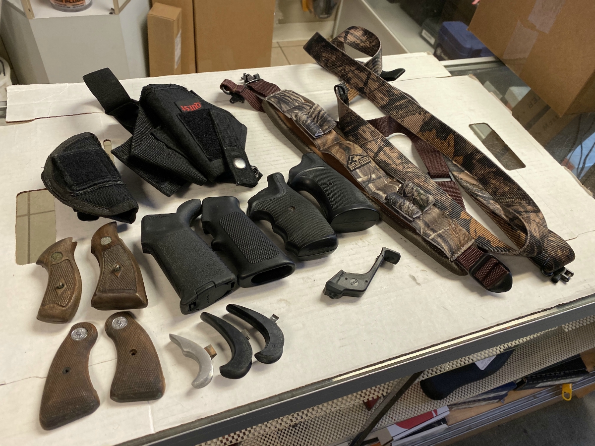 Nice Lot Of Assorted Firearm Accessories Slings, Holsters, Grips, Crimson Laser For Sale at ...