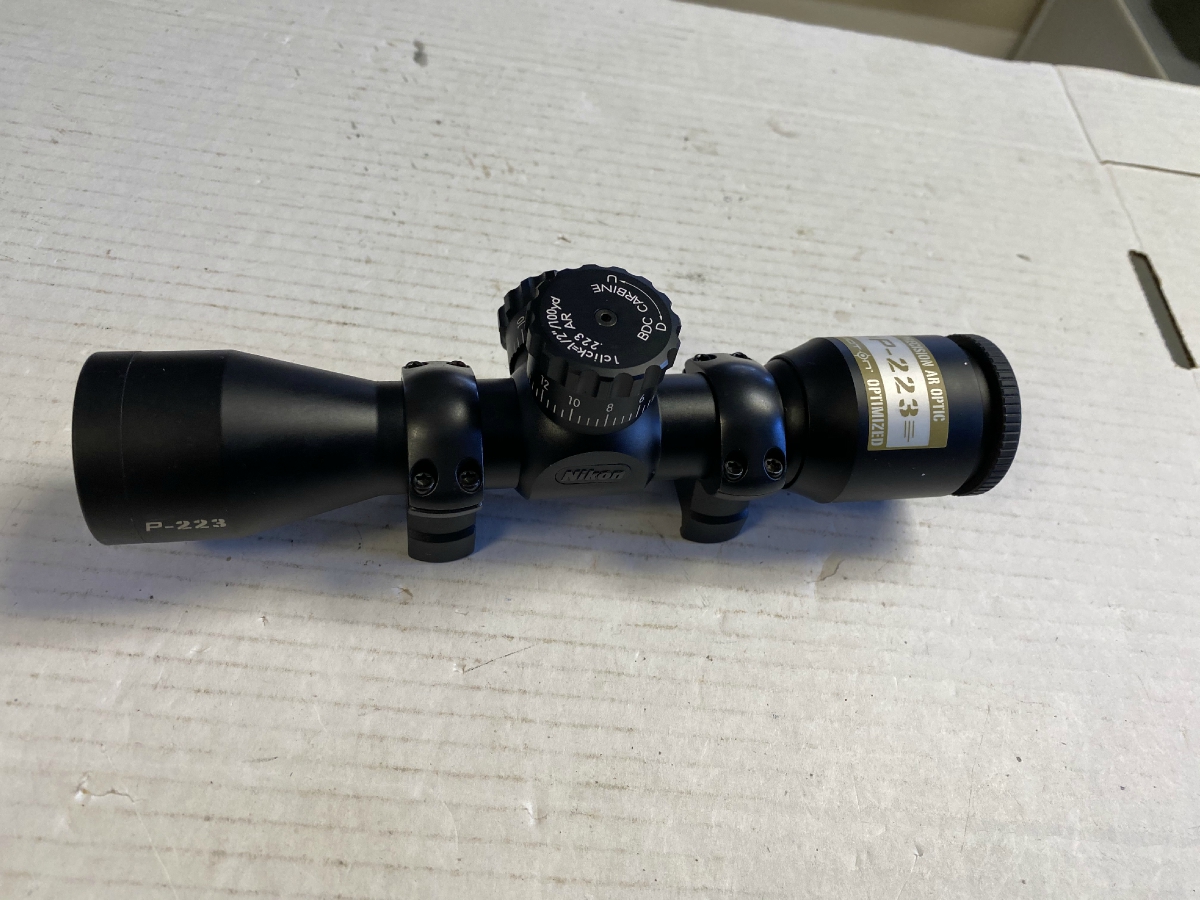 NIKON P-223 3X32 TACTICAL RIFLE SCOPE WITH RINGS EXCELLENT!