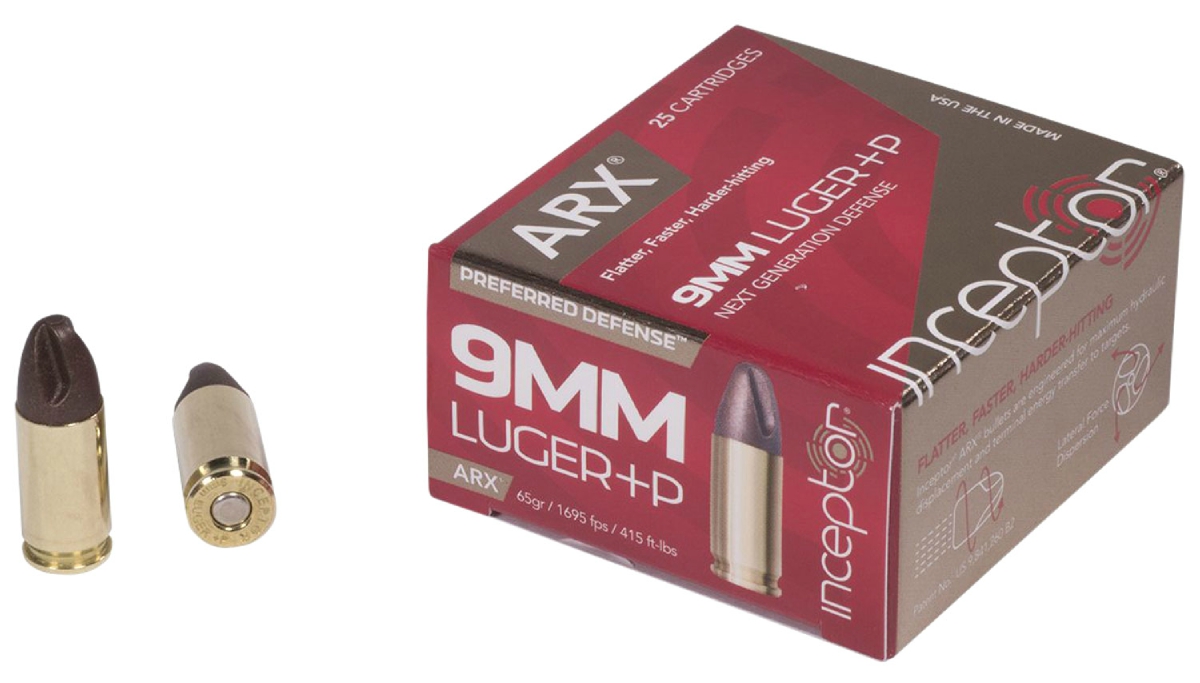 100 Rounds Inceptor 9arxbrlugp65 Preferred Defense 9mm Luger +P 65 Gr ...