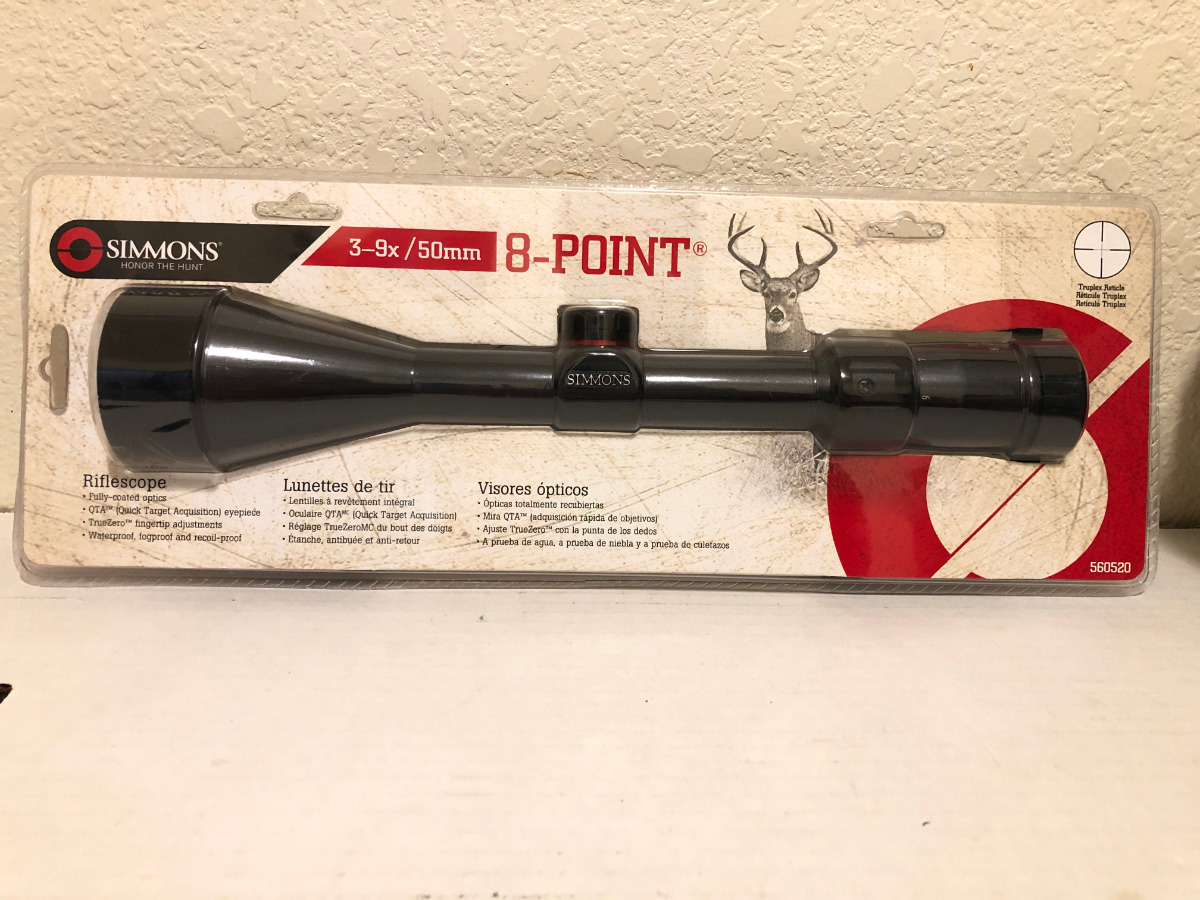 Simmons 8-Point Rifle Scope 3-9x50 Truplex 1/4 Moa Matte Black 560520 ...