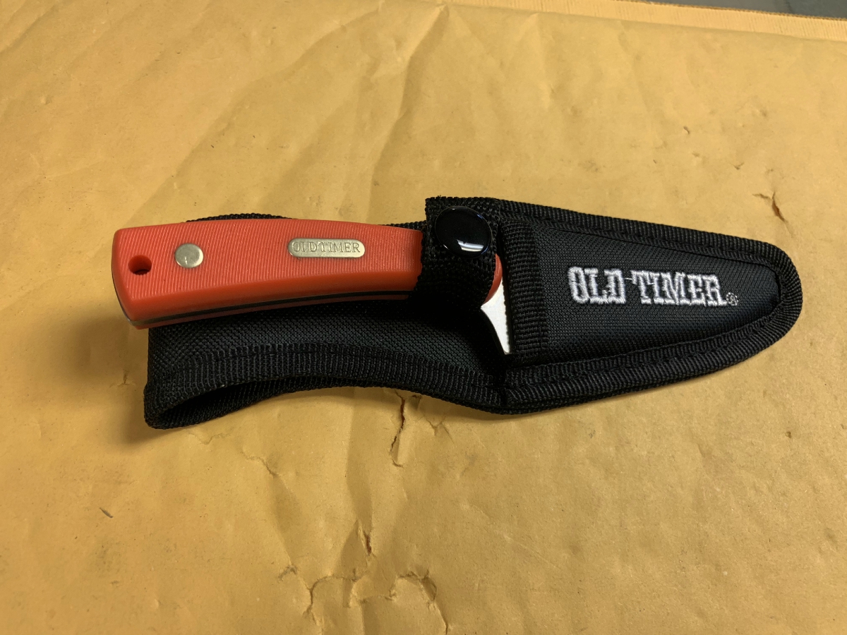 Schrade Old Timer 1520t0 Orange Sharp Finger Knife With Sheath New For ...