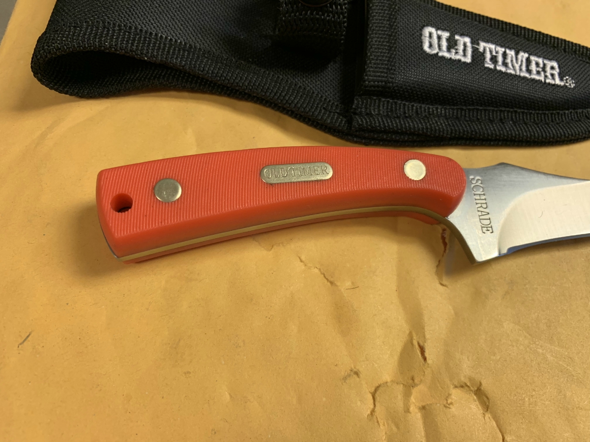Schrade Old Timer 1520t0 Orange Sharp Finger Knife With Sheath New For ...