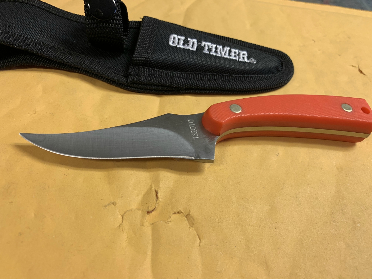 Schrade Old Timer 1520t0 Orange Sharp Finger Knife With Sheath New For ...