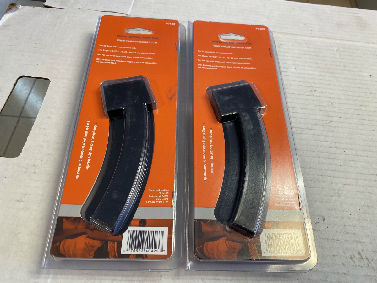 TWO Champion Shooters Ridge 10/22 Double Stack Magazine .22 LR Clear ...